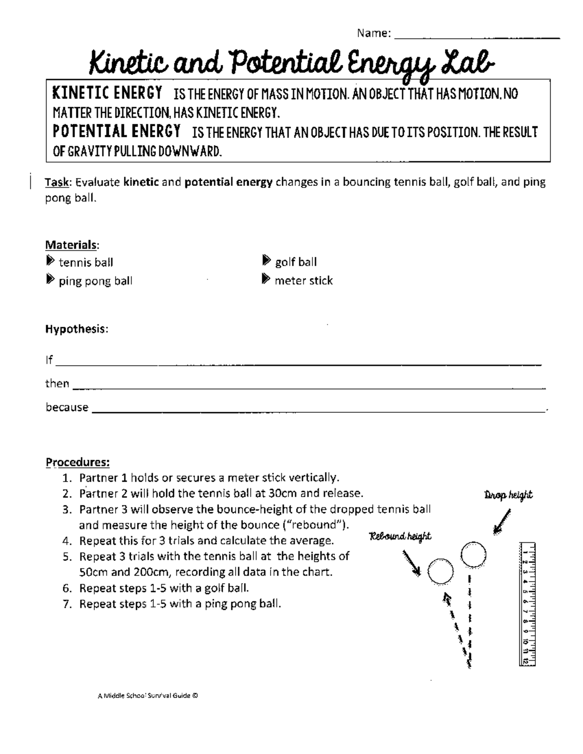 KIN 101: Kinetic and Potential Energy Lab for Bouncing Balls - Studocu