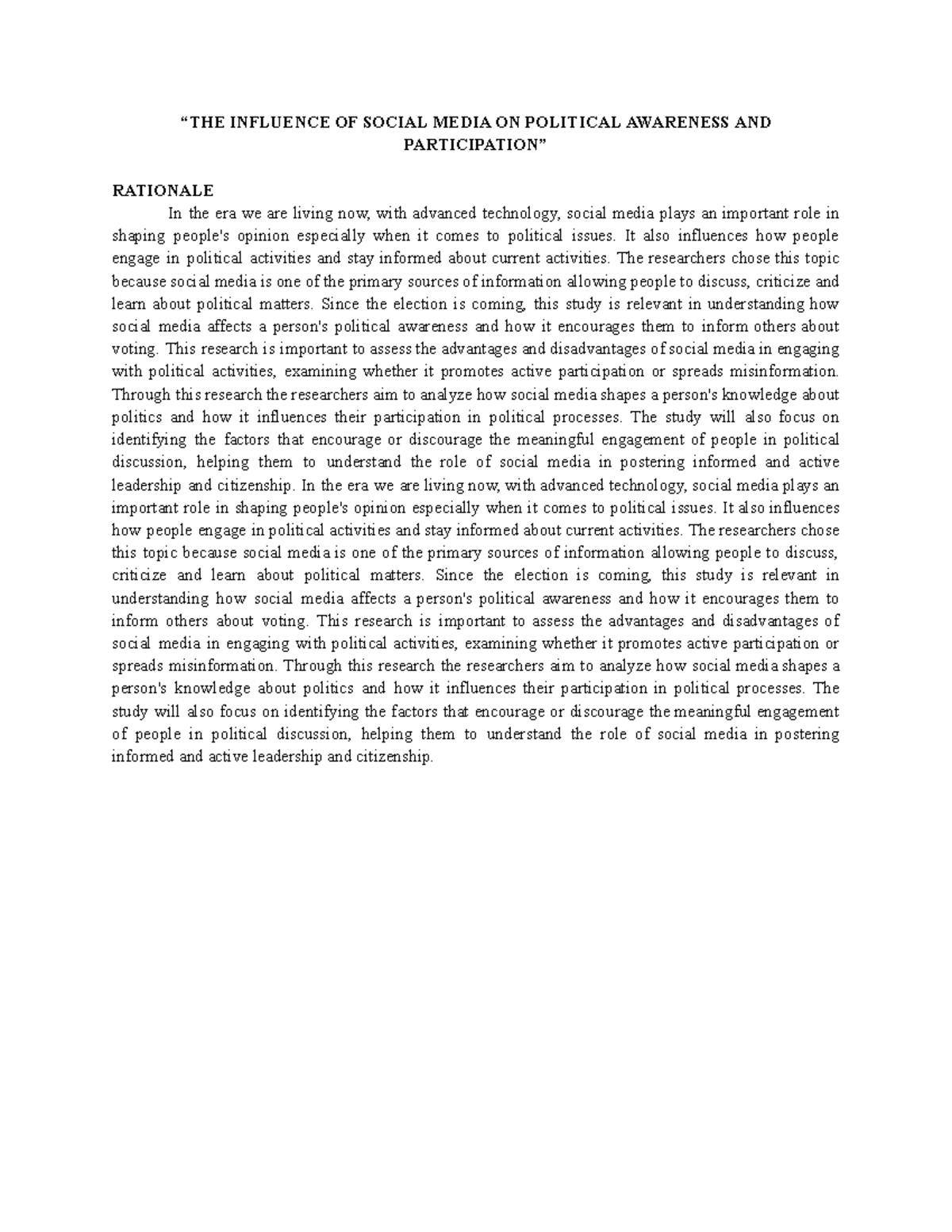 Social Media's Impact on Political Awareness & Participation: A ...