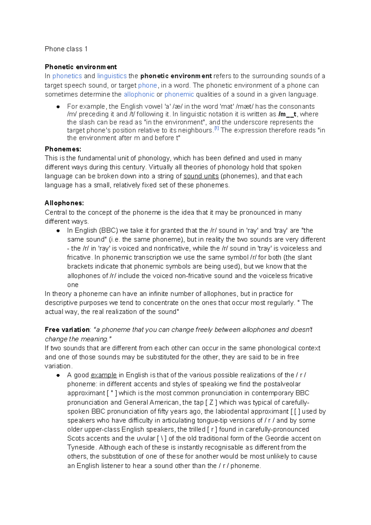 Phonemes and Allophones: Free, Complementary, and Contrastive Dist ...