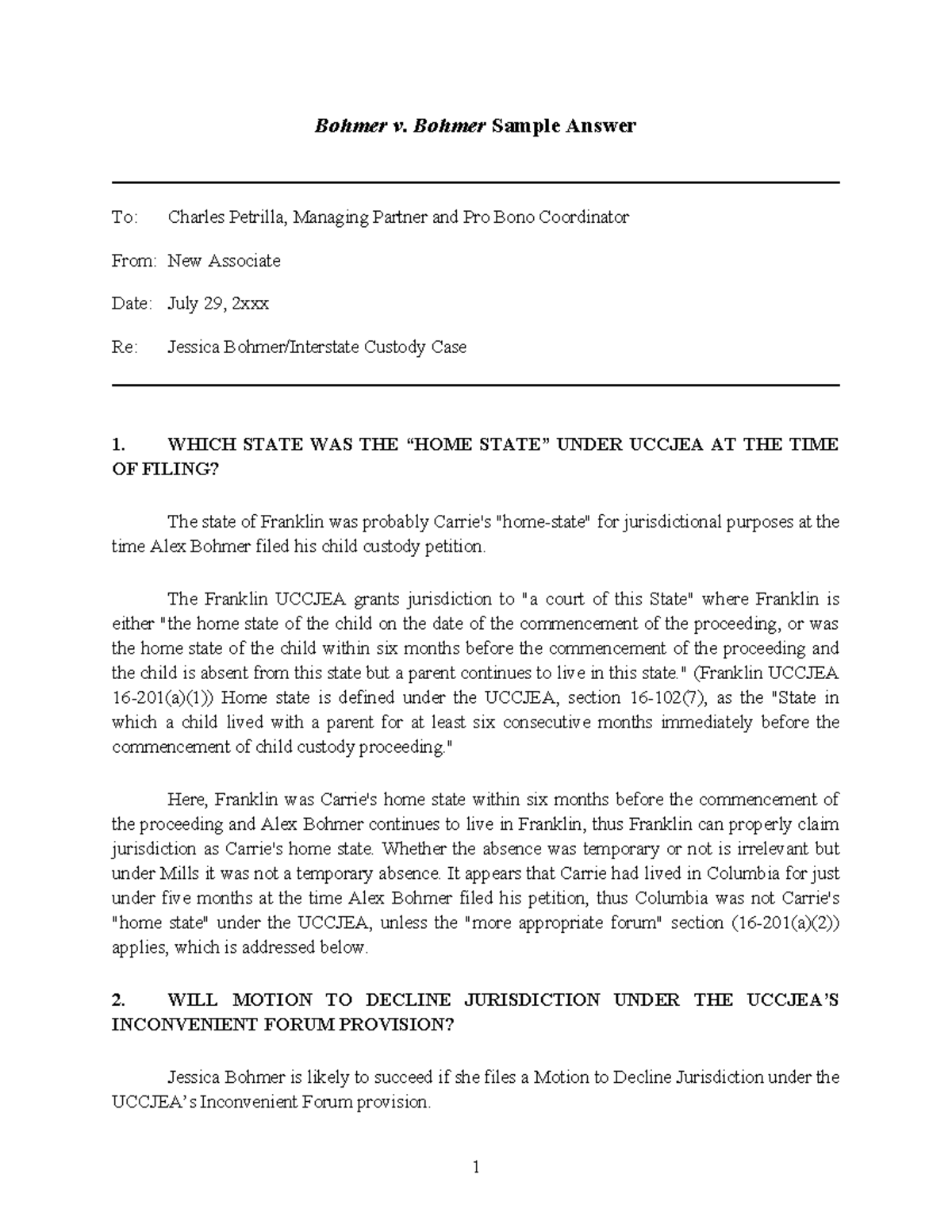 Bohmer v. Bohmer Custody Case Analysis: Jurisdiction & Inconvenient ...