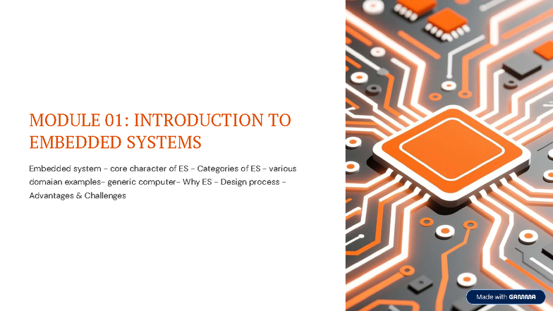 MODULE 01: INTRODUCTION TO EMBEDDED SYSTEMS Overview and Key Concepts - Studocu