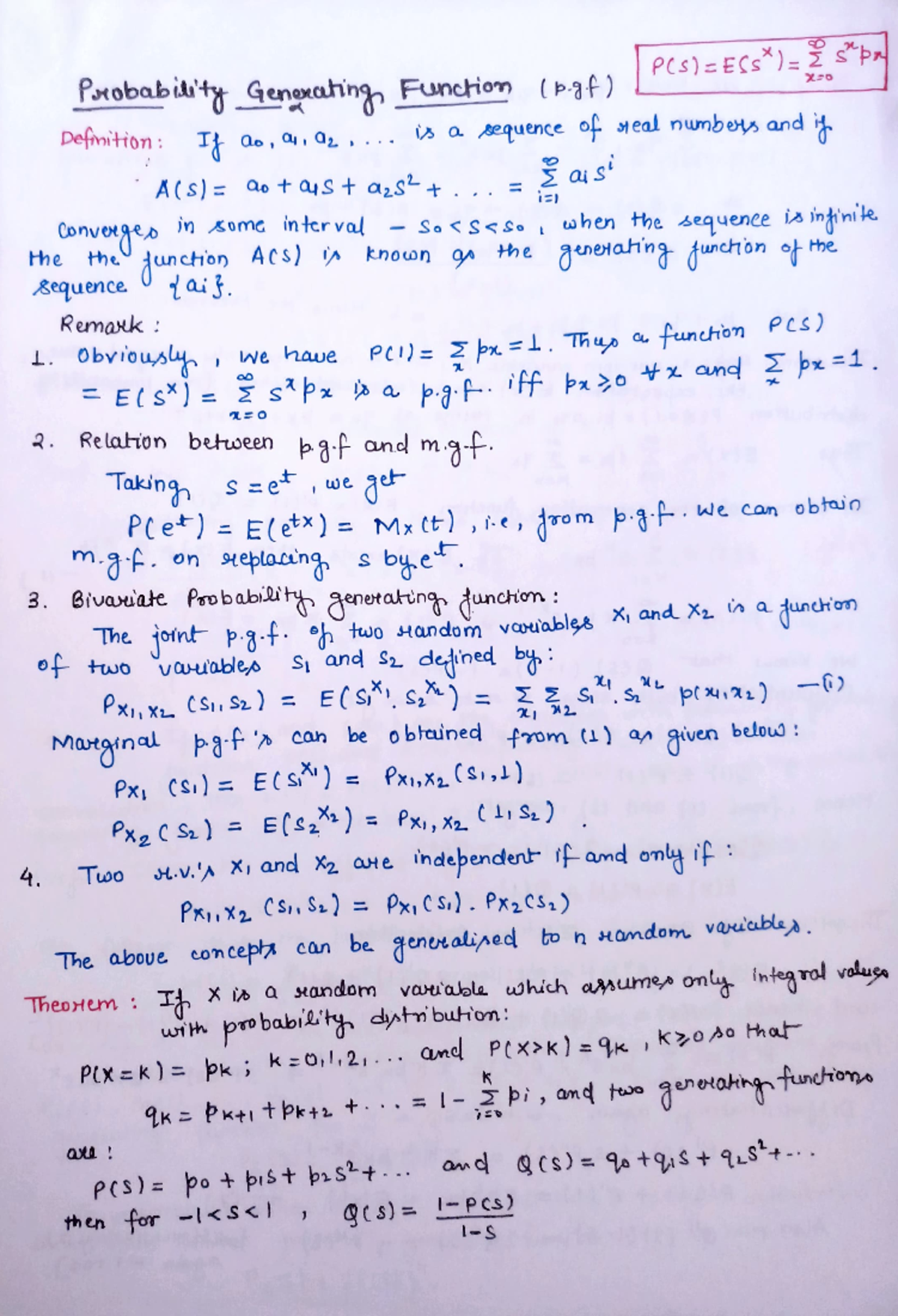 Probability generating function - mathematics - Studocu