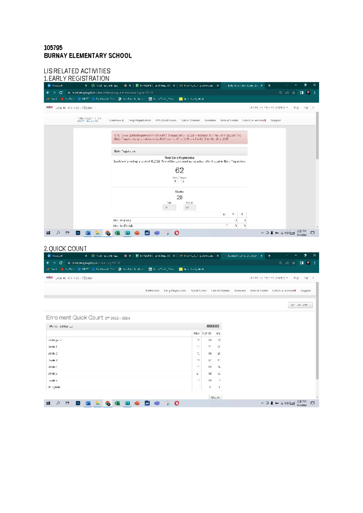 Accomplishment report by school - 105795 BURNAY ELEMENTARY SCHOOL LIS ...