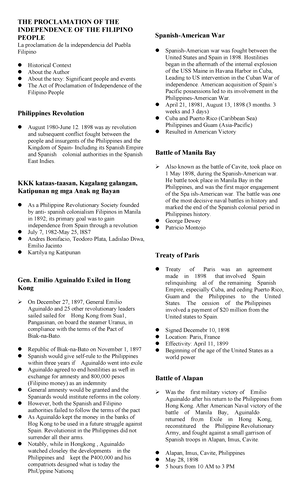 Lecture 4 THE Proclamation OF Philippine Independence - PTS COLLEGE ...