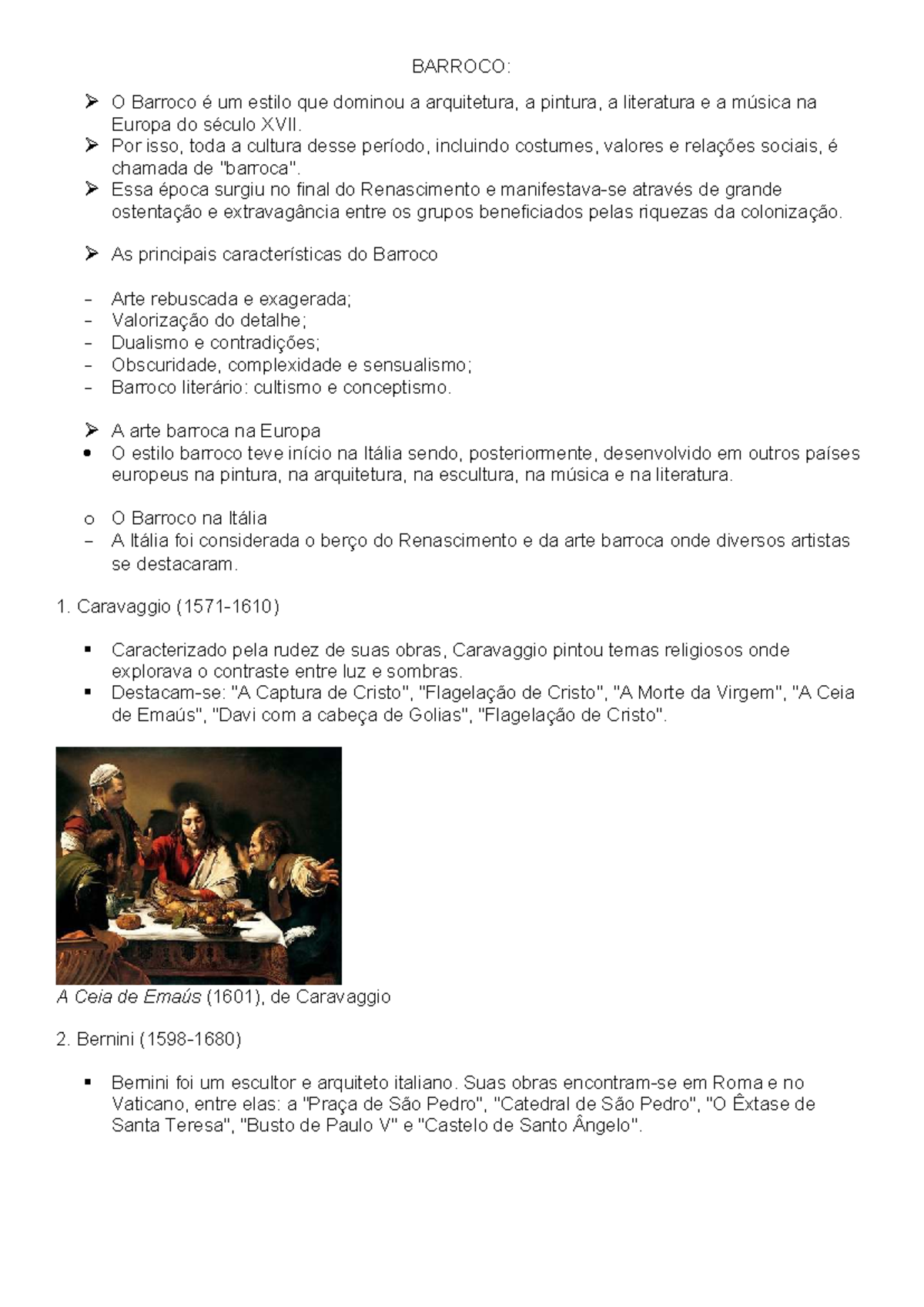 Resumo do Estilo Barroco: Características e Influências na Arte e ...