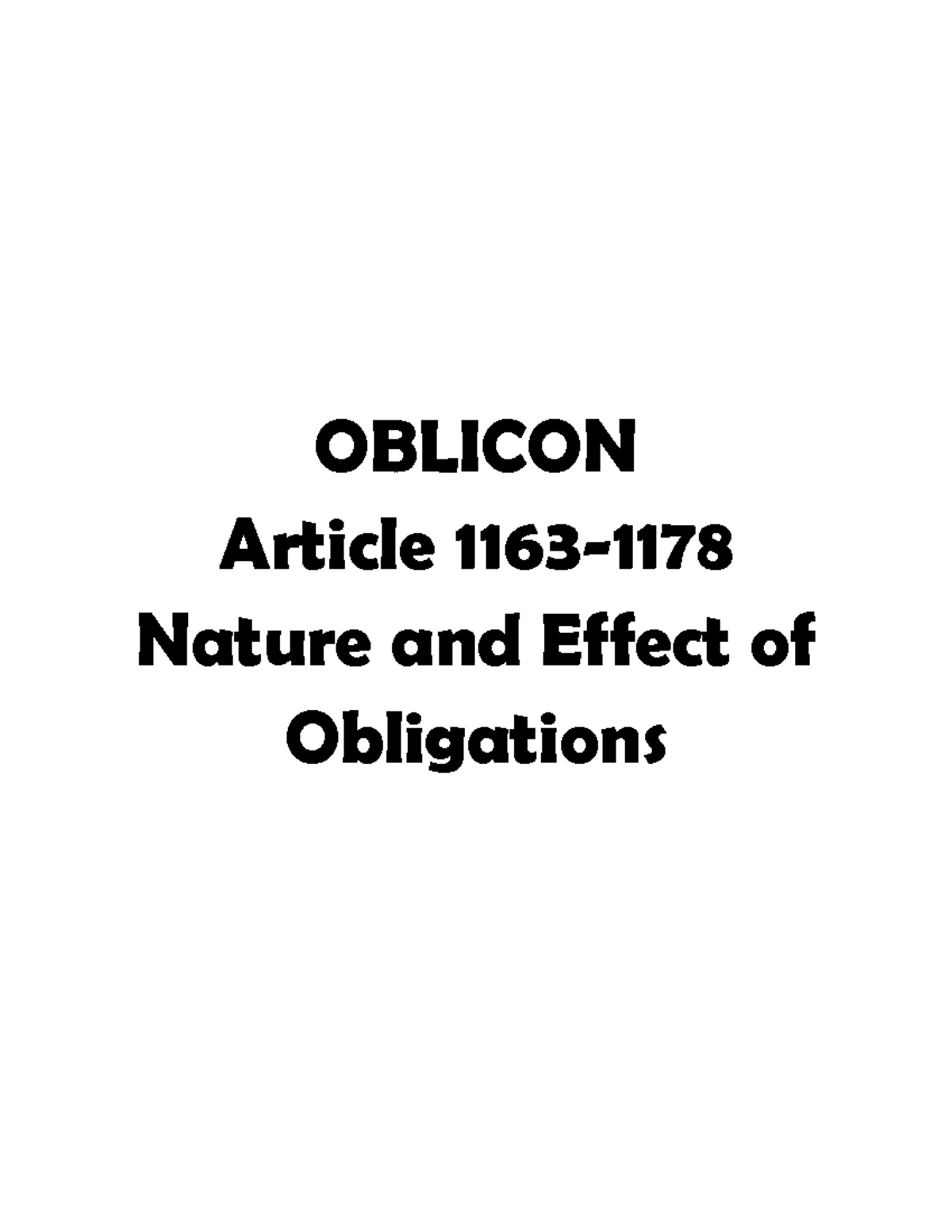 𝗟𝗔𝗪 Oblicon Final Exam Notes: Articles 1163-1181 Summary - Studocu