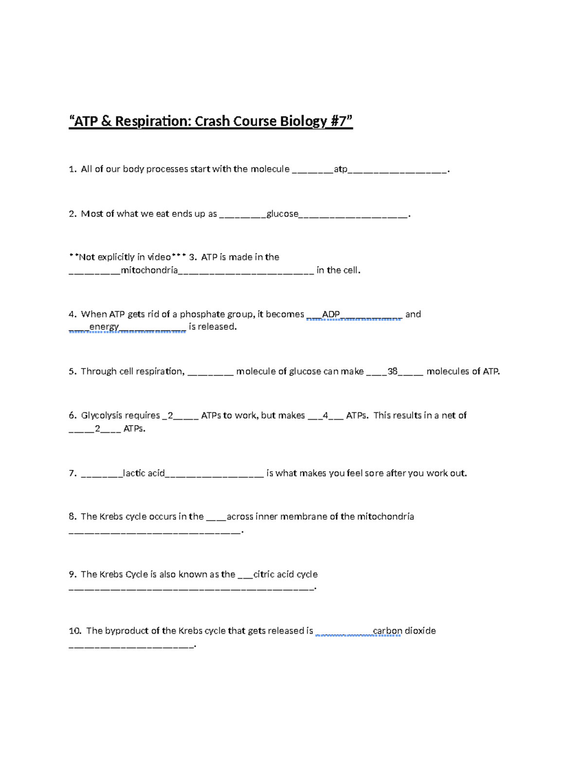 Cellular Respiration - yesyesyes - “ATP & Respiraon: Crash Course ...