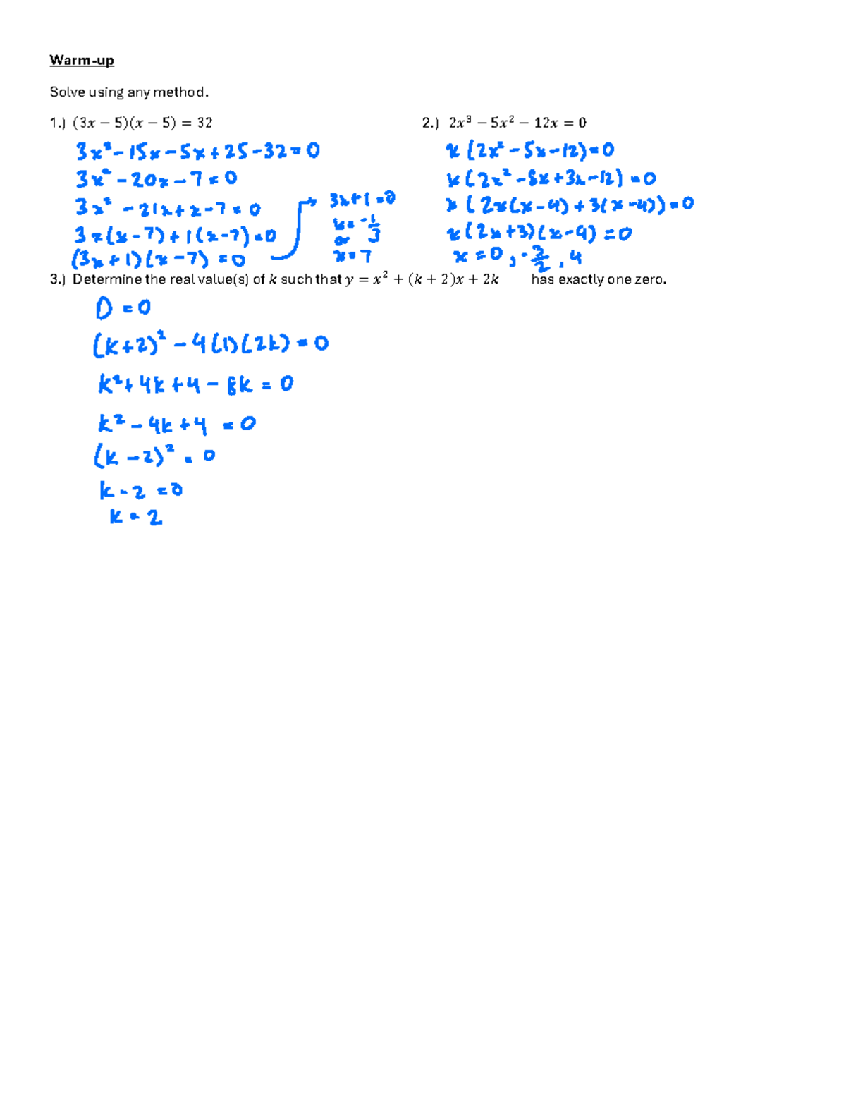 Lesson 6 - Families of Quadratic Functions (MCR3U) - Studocu