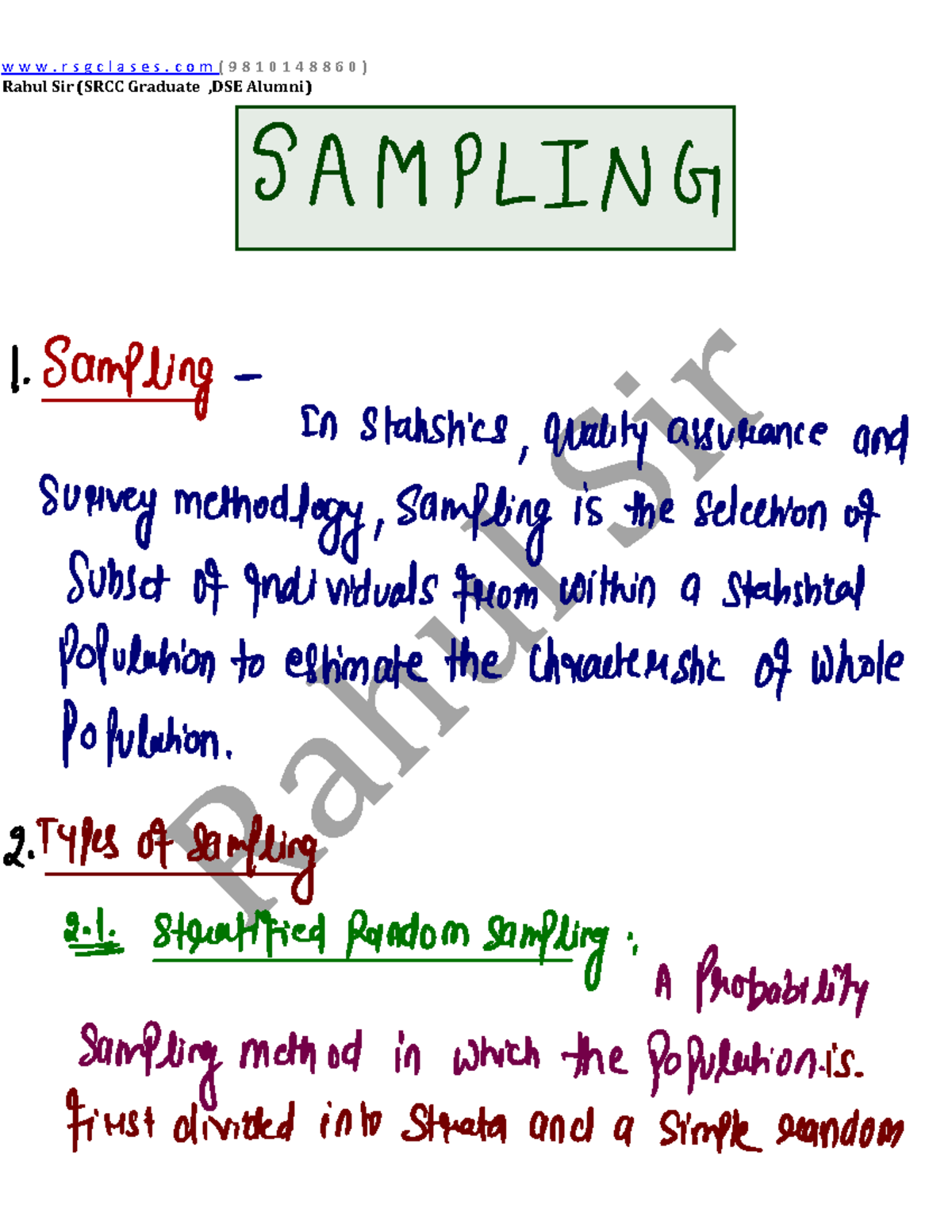 Z Stats Notes Summary: Sampling Methods & Estimation (Sem 2) - Studocu