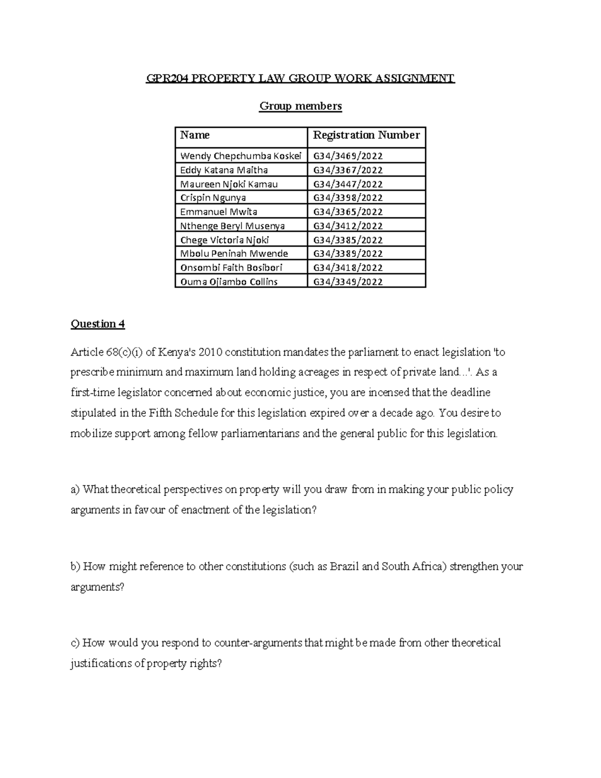Group 4A Property LAW Assignment - GPR204 PROPERTY LAW GROUP WORK ...
