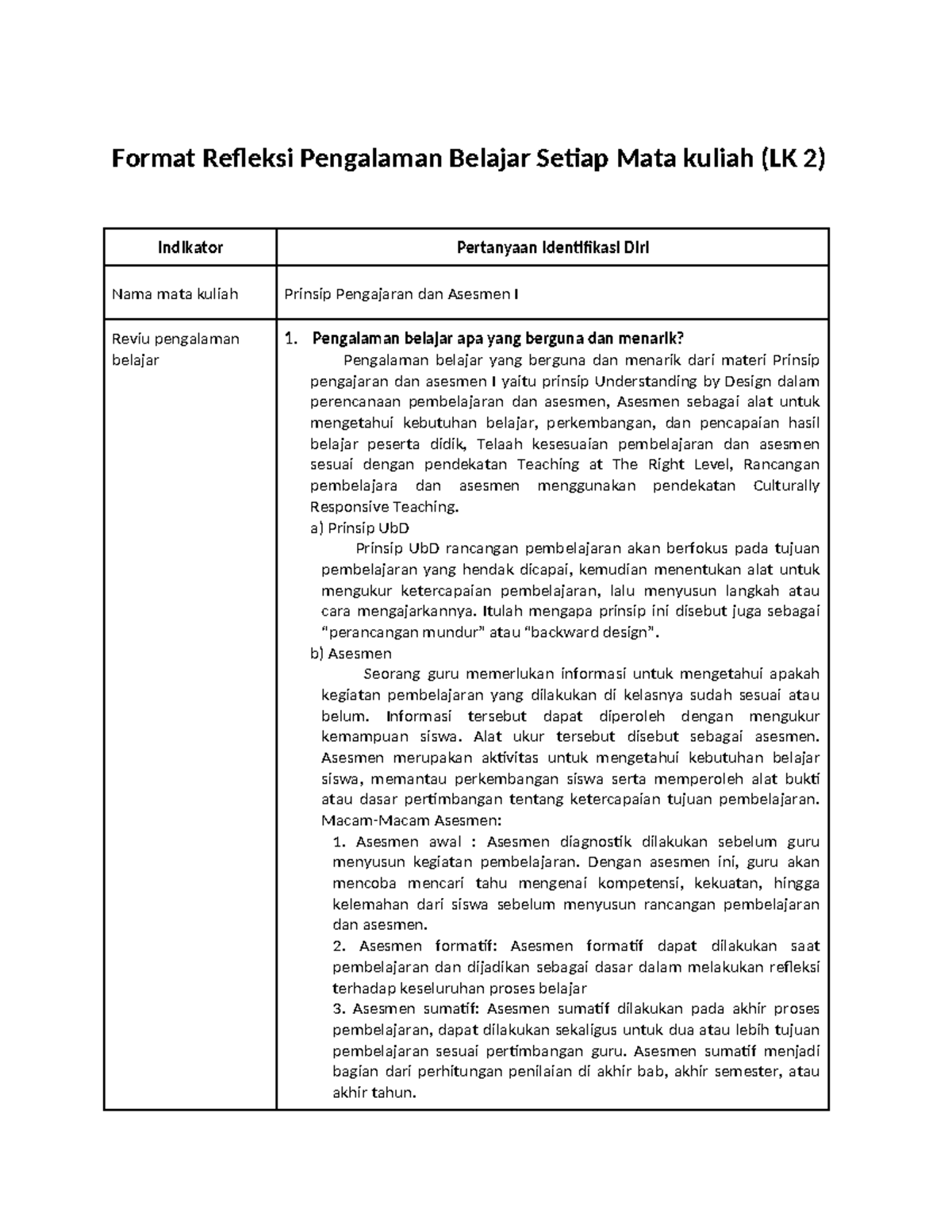 715522766 Seminar LK2 Refleksi Pengalaman Belajar PPA 1 - Studocu