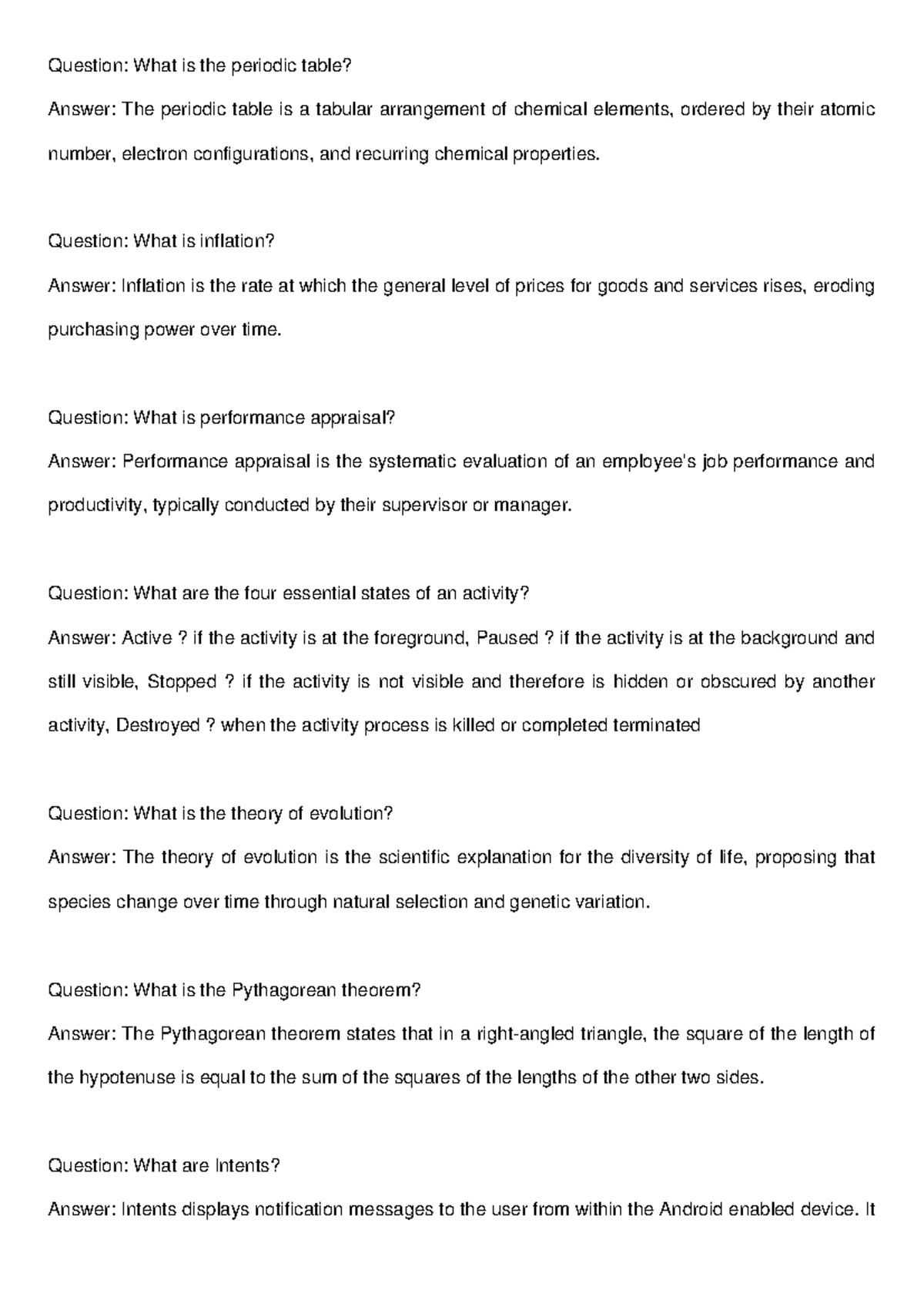 General Knowledge Questions & Answers for Study Reference - Studocu