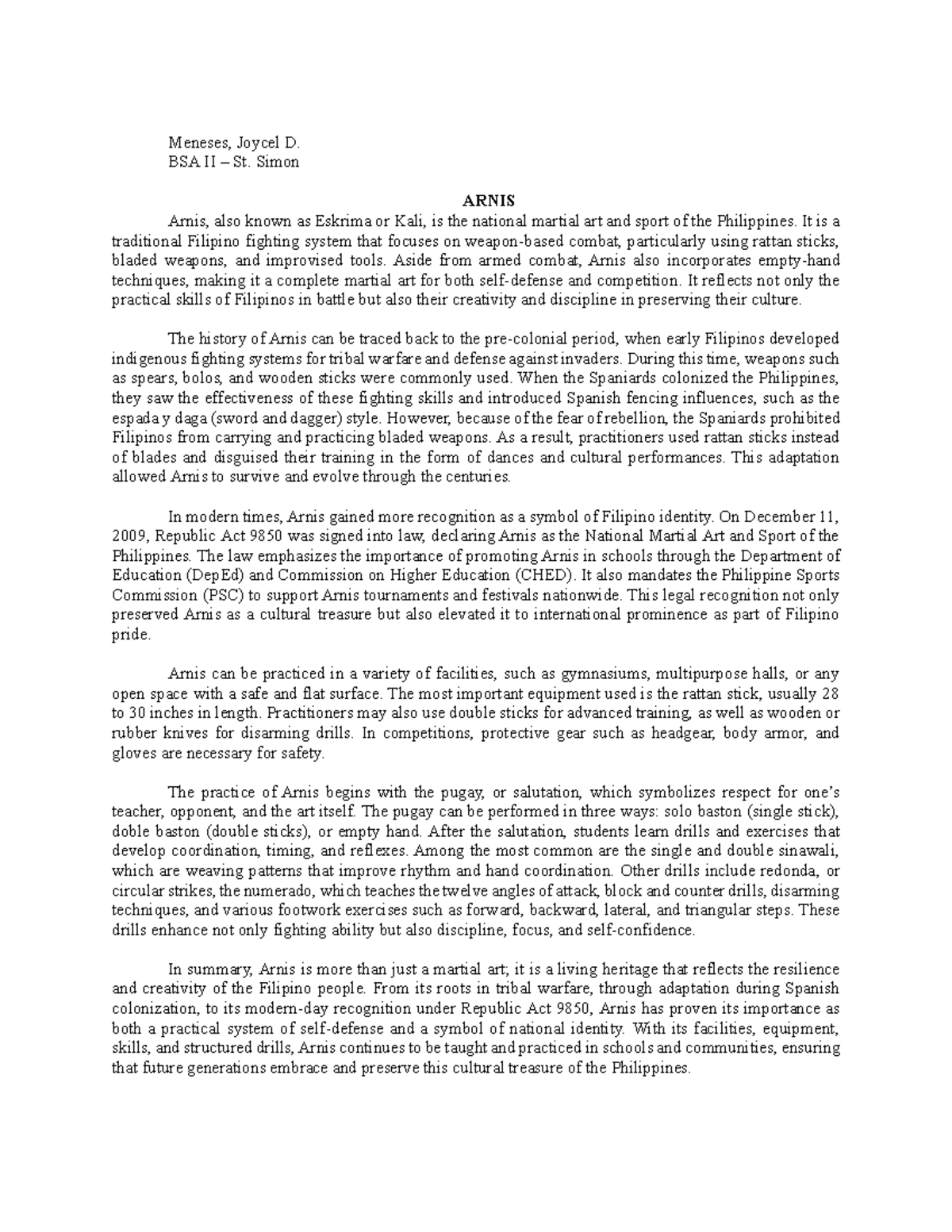 BSA II St. Simon: Arnis - The National Martial Art of the Philippines ...
