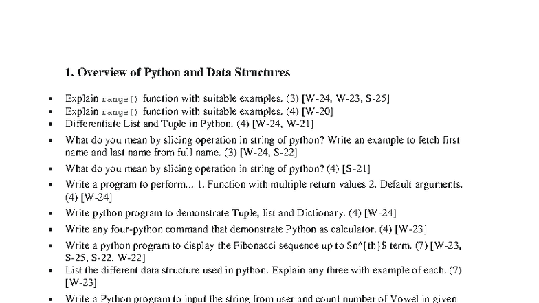 PPDS Question - Python Data Structures and Data Science Overview - Studocu