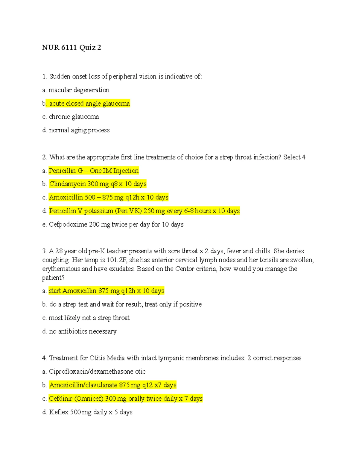 Cardiology Quiz Questions and Answers for Nursing Review - Studocu