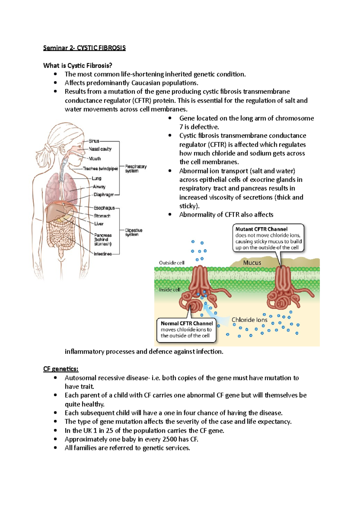 CYSTIC FIBROSIS: Key Insights for Nursing Practice in Sem 2 - Studocu
