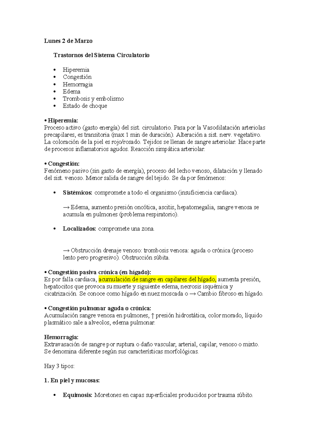Trastornos del Sistema Circulatorio: Hiperemia, Congestión y Hemorragia ...