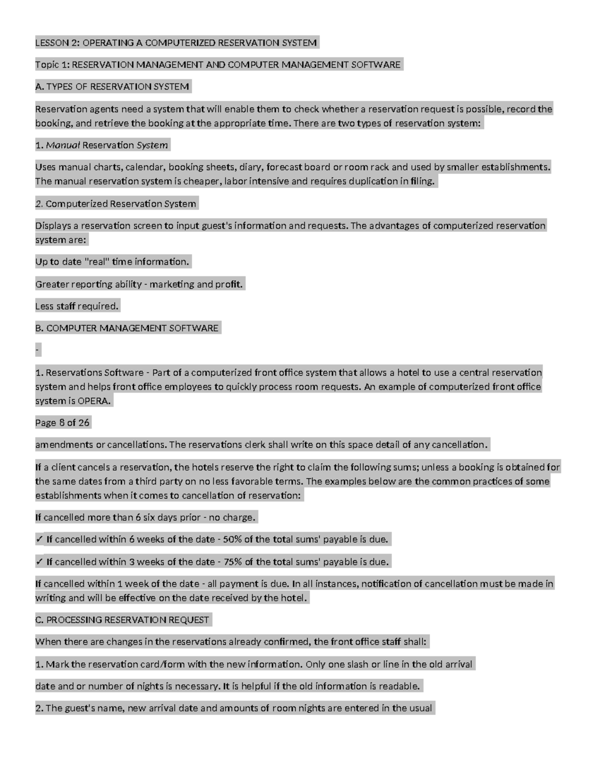 Lesson 2: Operating a Computerized Reservation System [ASIEL] - Studocu
