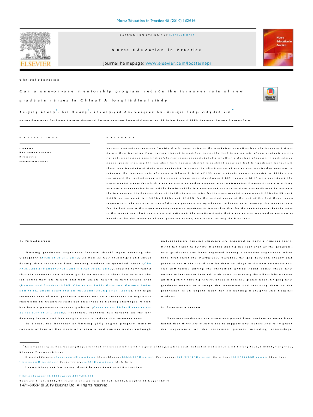 Can a Mentorship Program Reduce Turnover of New Graduate Nurses in ...