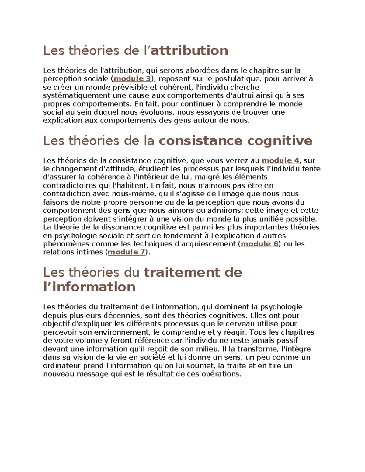 Les théories de la perception sociale en psychologie (Module 3) - Studocu