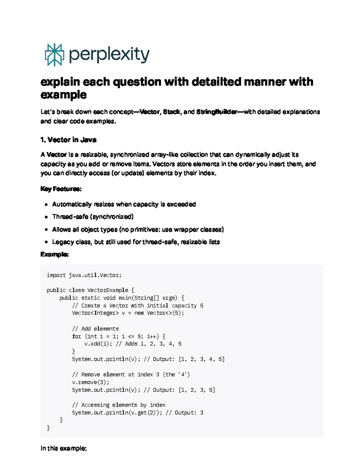 Java Data Structures: Vectors and Stacks Explained (CS101) - Studocu