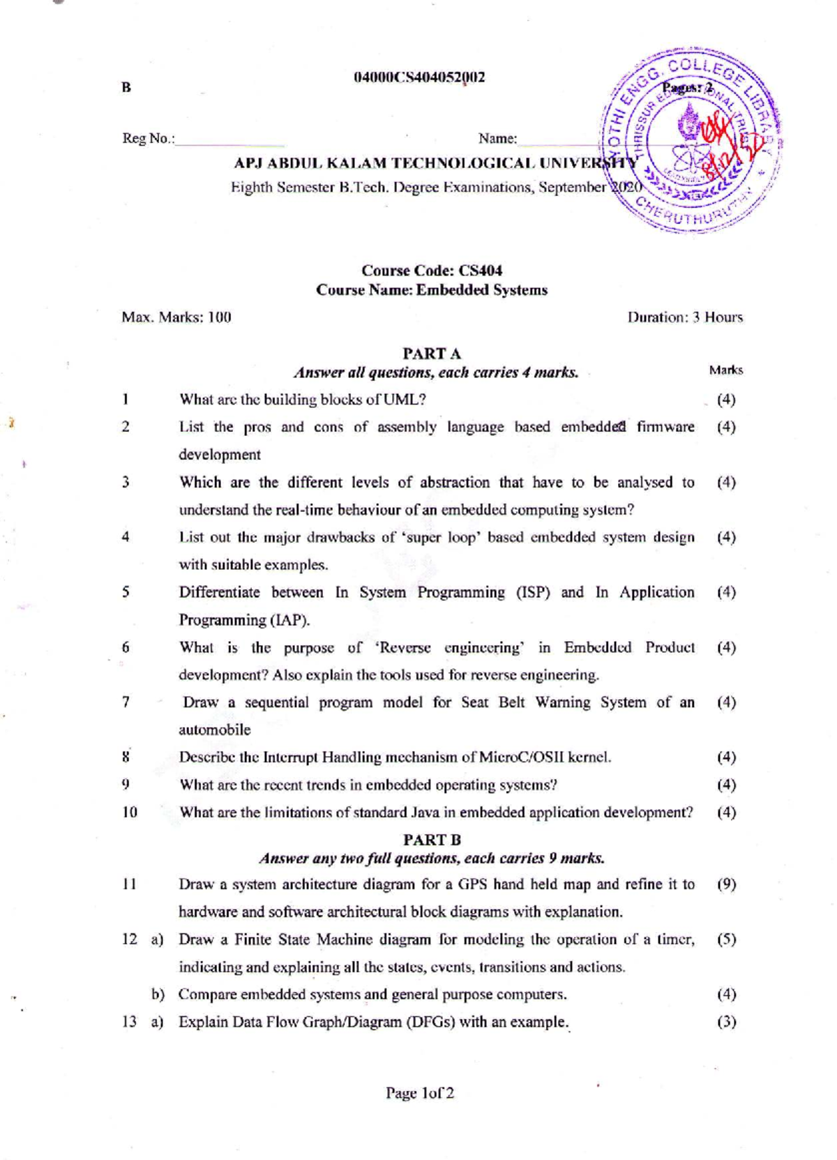 CS404 Embedded Systems Exam Notes - September 2020 - Studocu