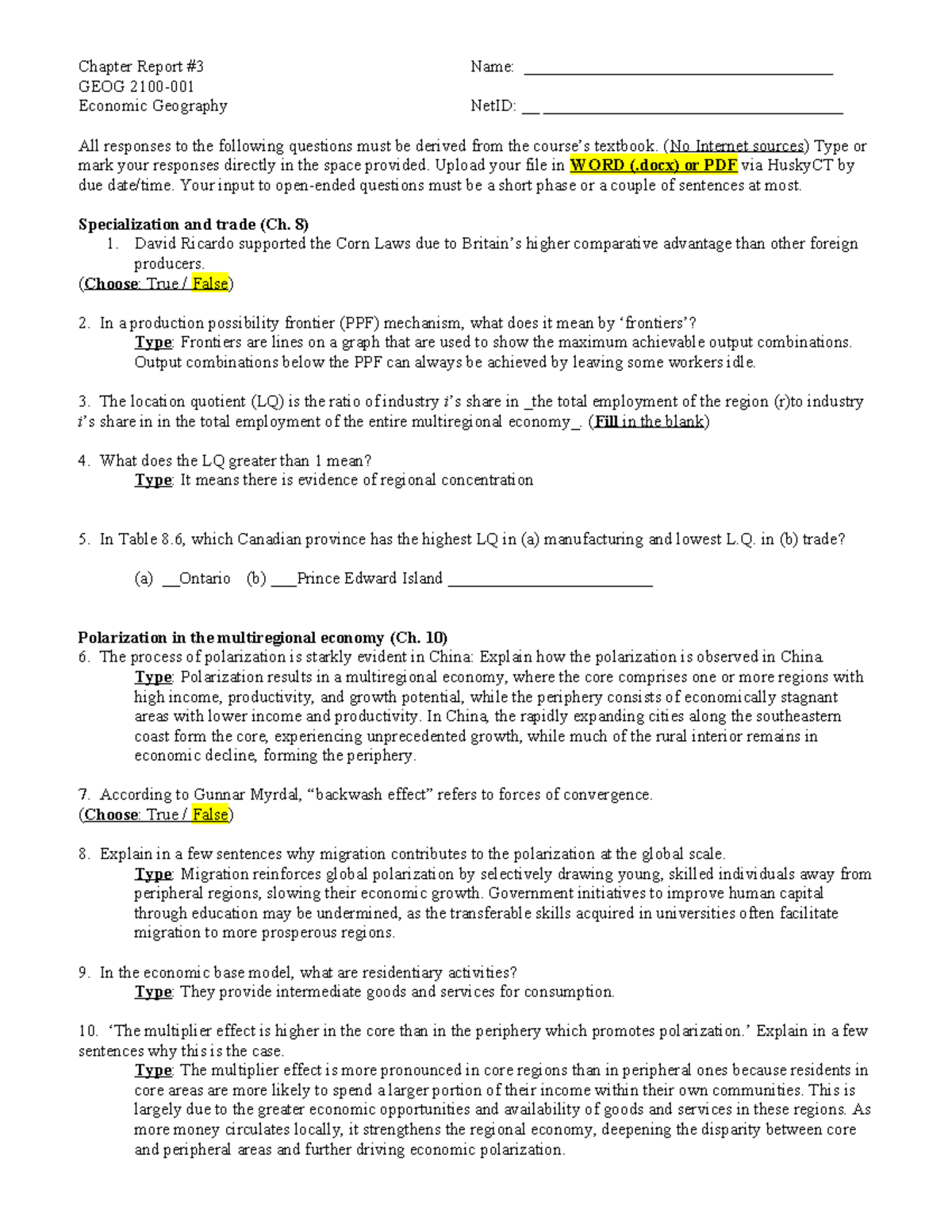 Chapter Report GEOG 3 - Economic Geography Assignments and Responses ...