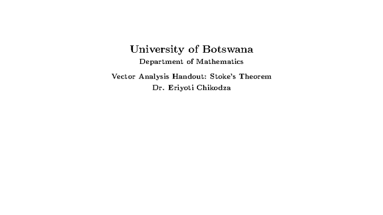 Handout EC Stoke's Theorem - University of Botswana Department of ...