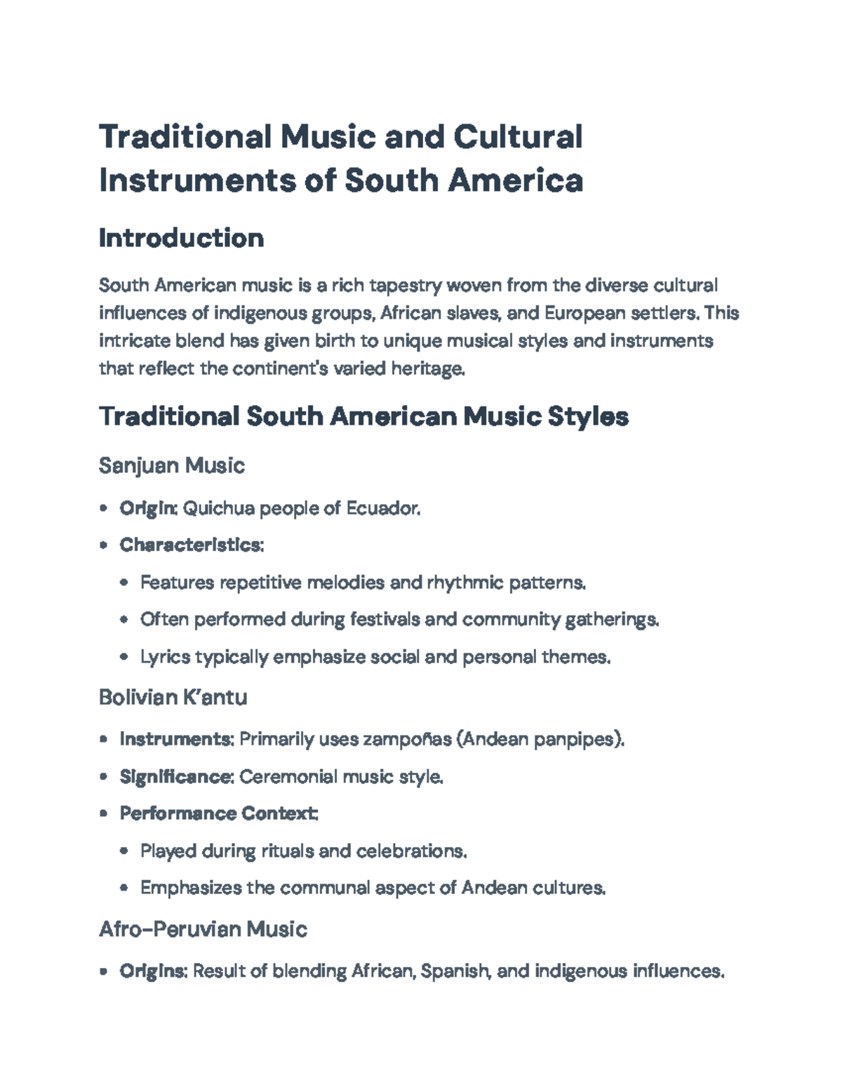 Traditional Music & Instruments of South America: Cultural Insights ...
