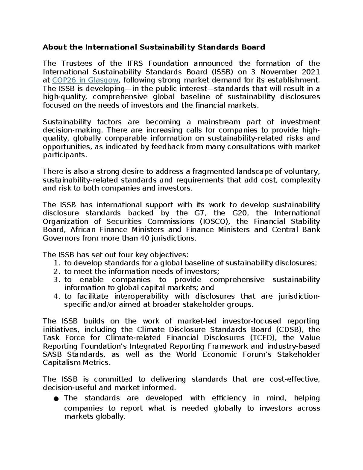ISSB Overview: Formation and Objectives of the International ...