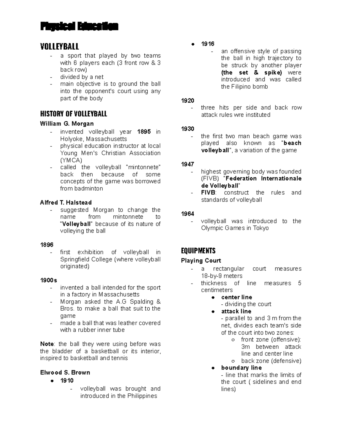 Physical Education: Volleyball Overview and Key Skills - Studocu