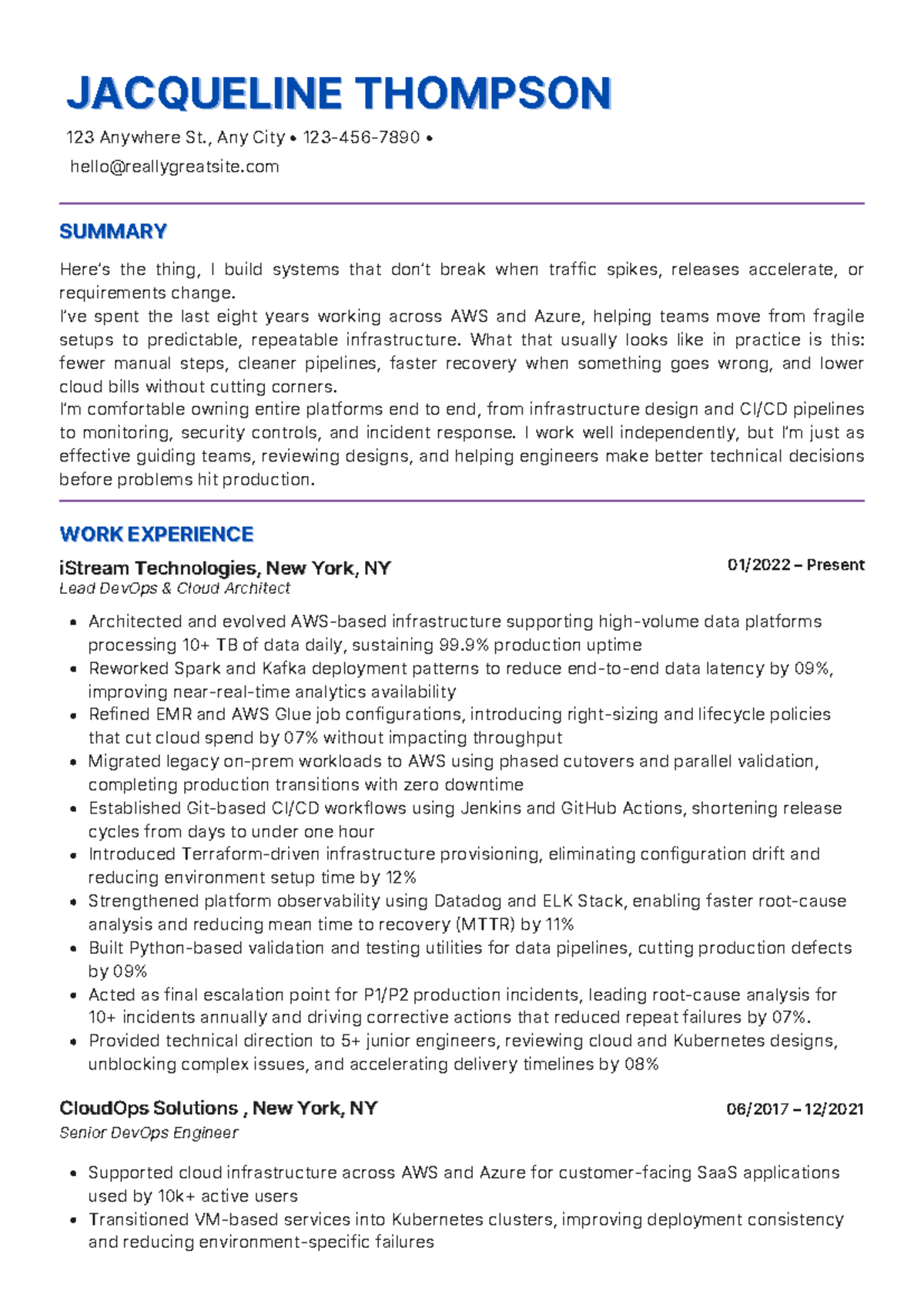 DevOps Engineer Summary: 8 Years of Cloud Expertise and Achievements ...