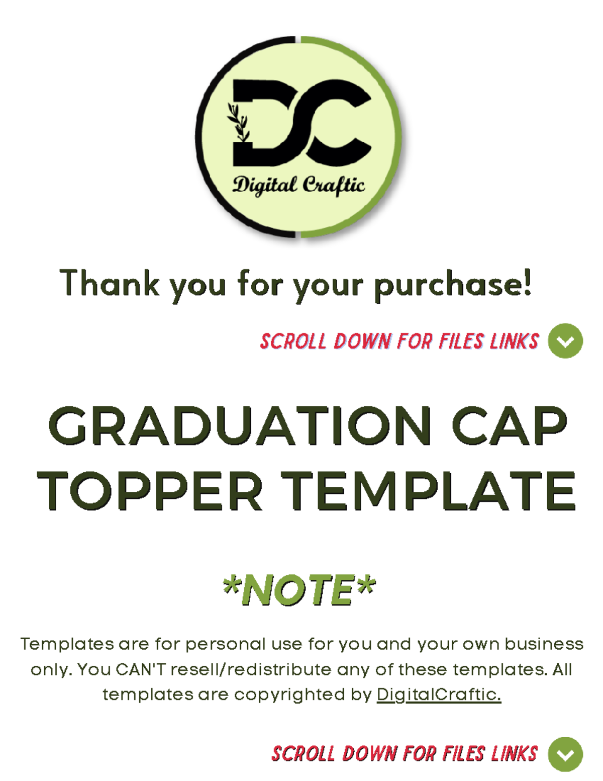 Graduation Cap Topper Template Thank You File - Scroll Down for Files ...