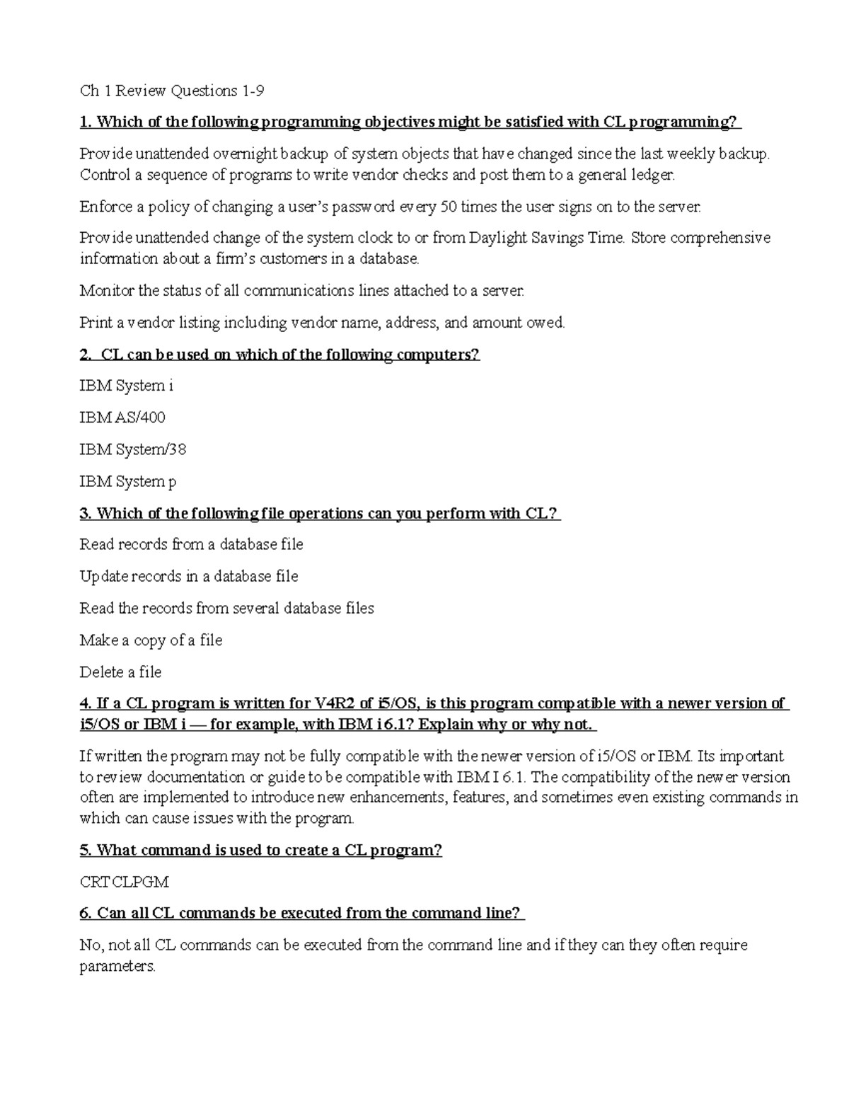 Ch1RQ - CIS205-ReviewQuestions - Ch 1 Review Questions 1- Which of the ...