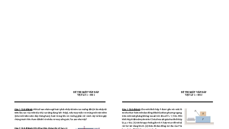 ĐỀ THI MẪU VẤN ĐÁP VẬT LÝ 1 ĐS 21 - 40 - Studocu