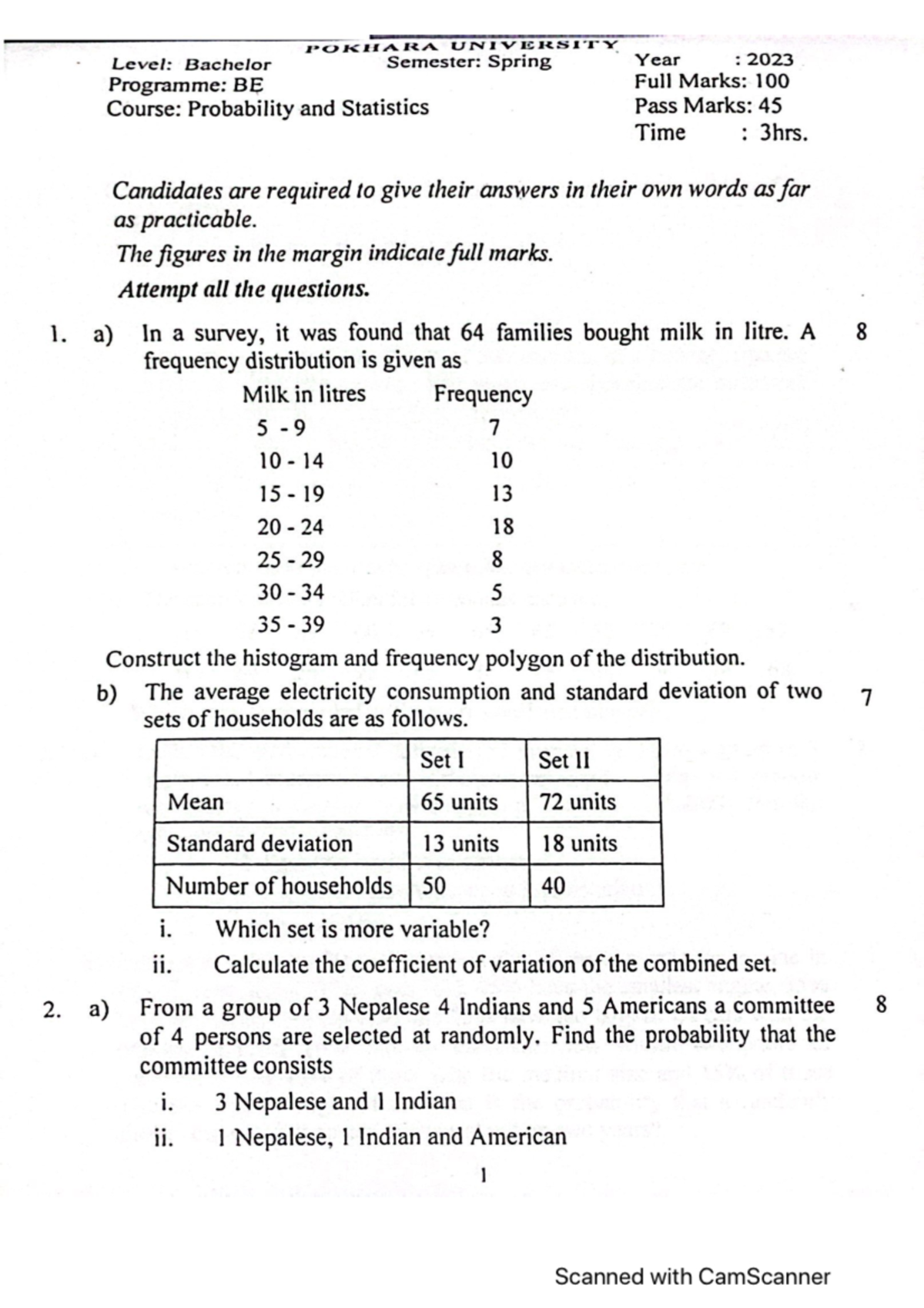 Probability and Statistics Exam Notes - BE 2023 Spring Semester - Studocu