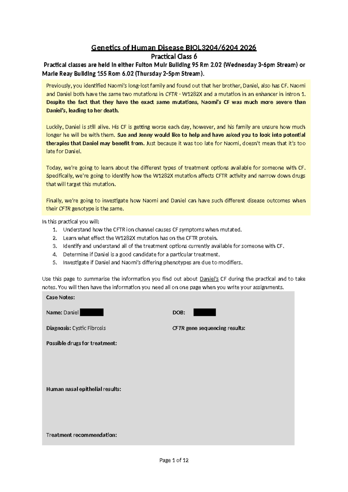 Biol3204-6204 Genetics of CF: Practical Class 6 Notes & Treatments ...
