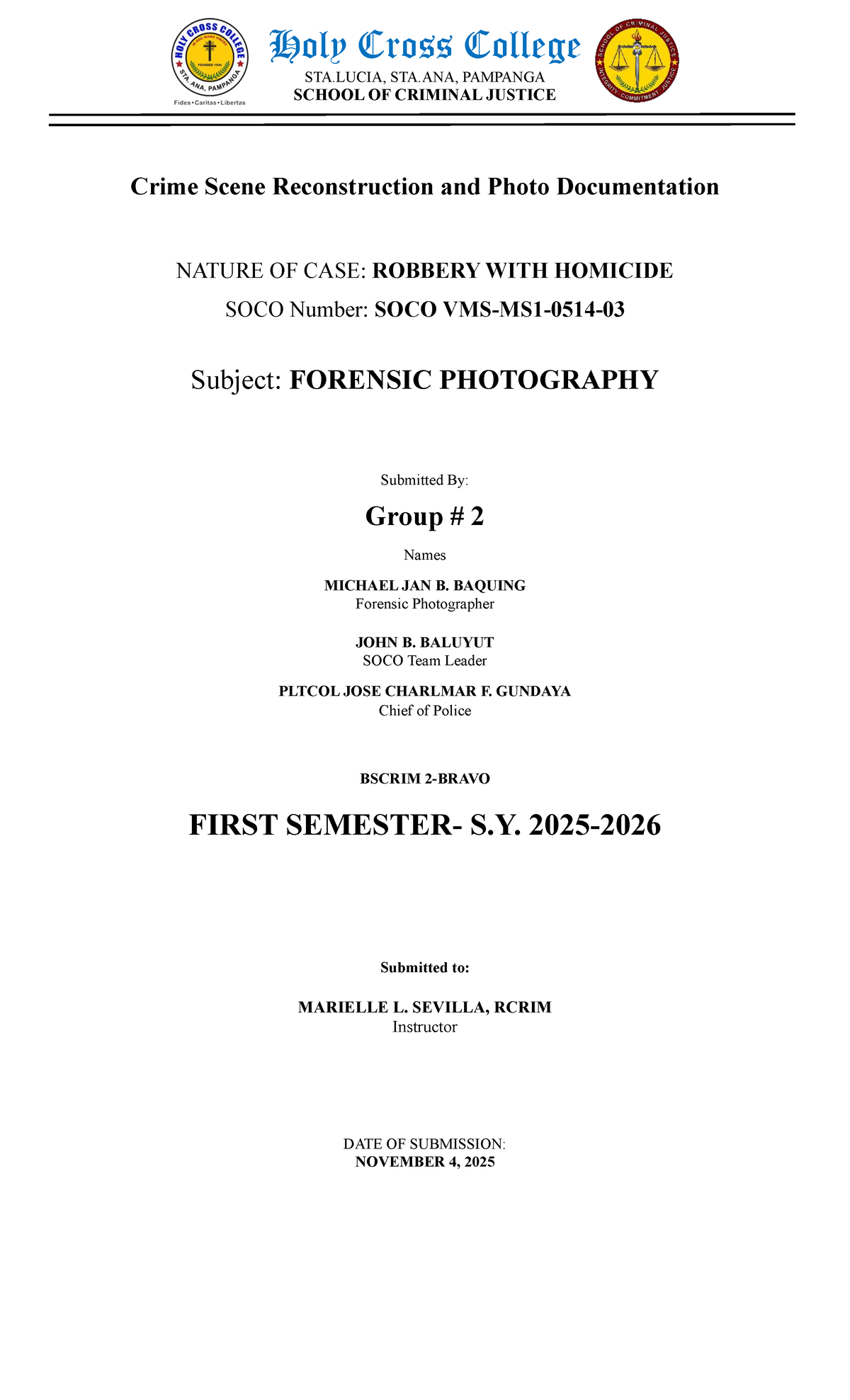 Forensic Photography Case Study: Robbery with Homicide (BSCRIM) - Studocu
