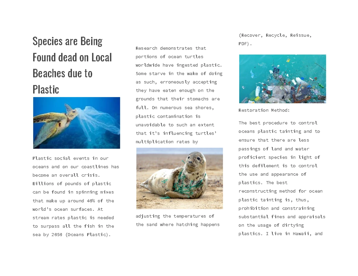 Restoration Pamphlet BIO 220 - Species are Being Found dead on Local ...