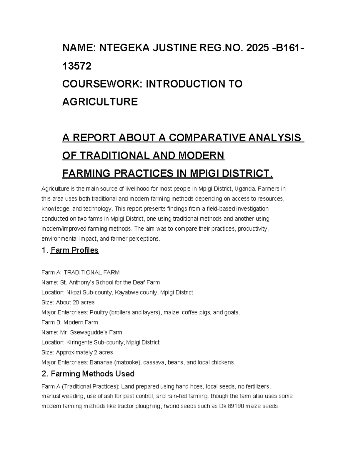 Comparative Analysis of Traditional vs Modern Farming Practices - AGRI ...