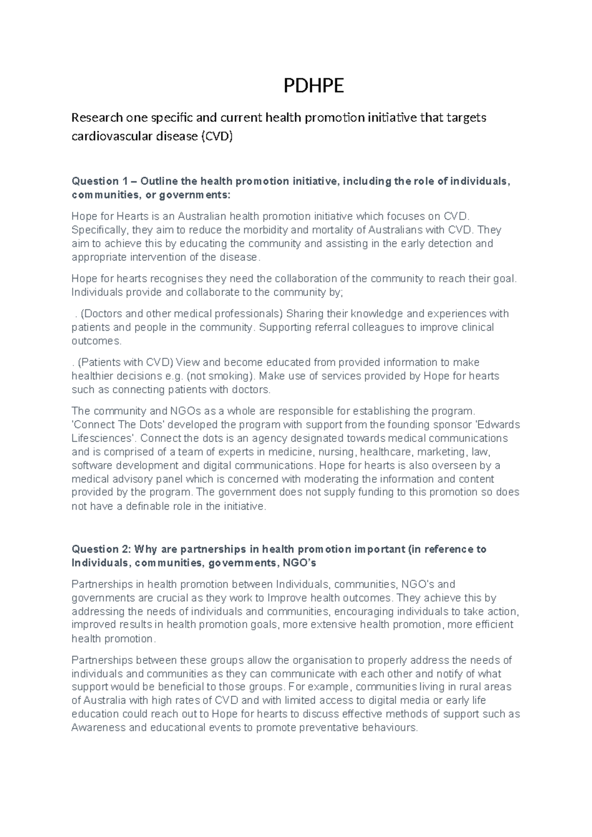 Pdhpe - PDHPE Research one specific and current health promotion ...