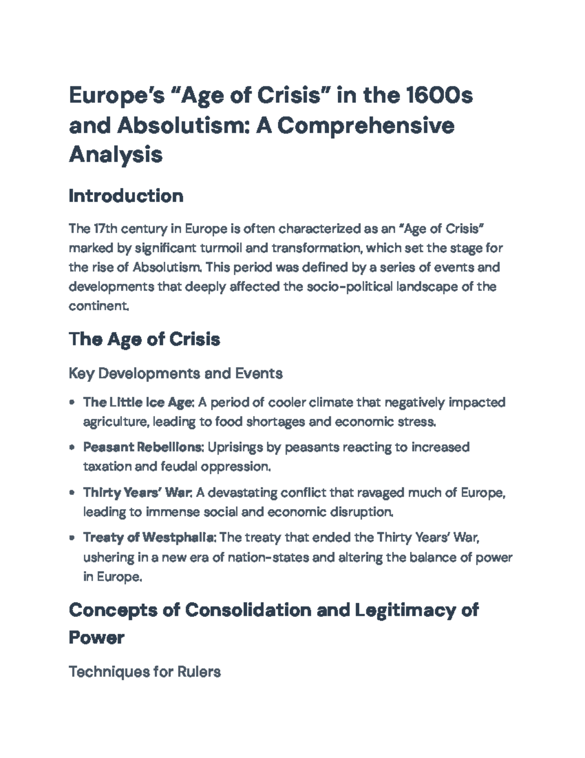Europe's Age of Crisis and Absolutism in the 1600s: A Detailed Analysis ...