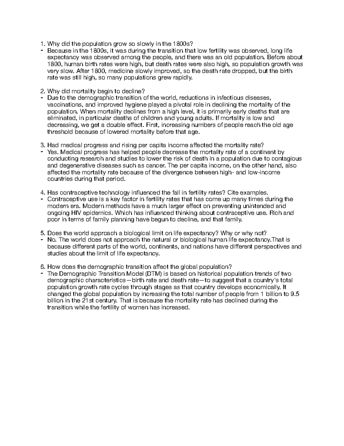 Global Demography activity - Why did the population grow so slowly in ...