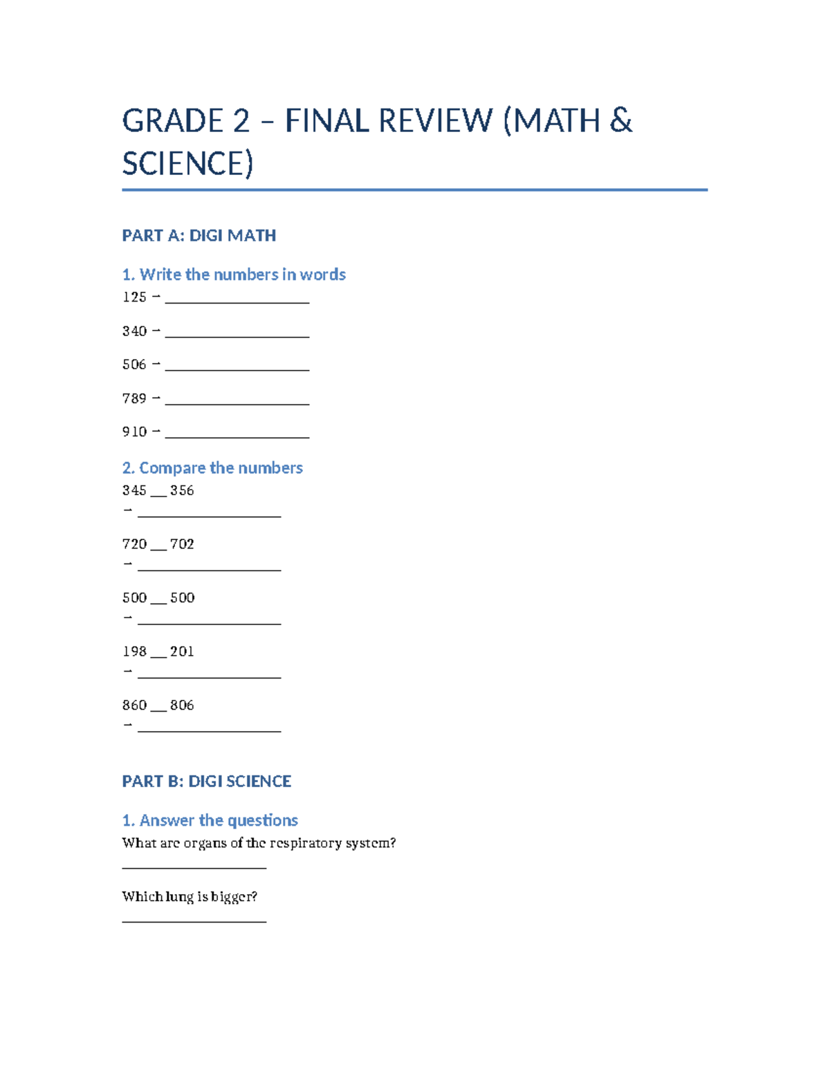 GRADE 2 FINAL REVIEW (MATH & SCIENCE) - FULL VERSION - Studocu