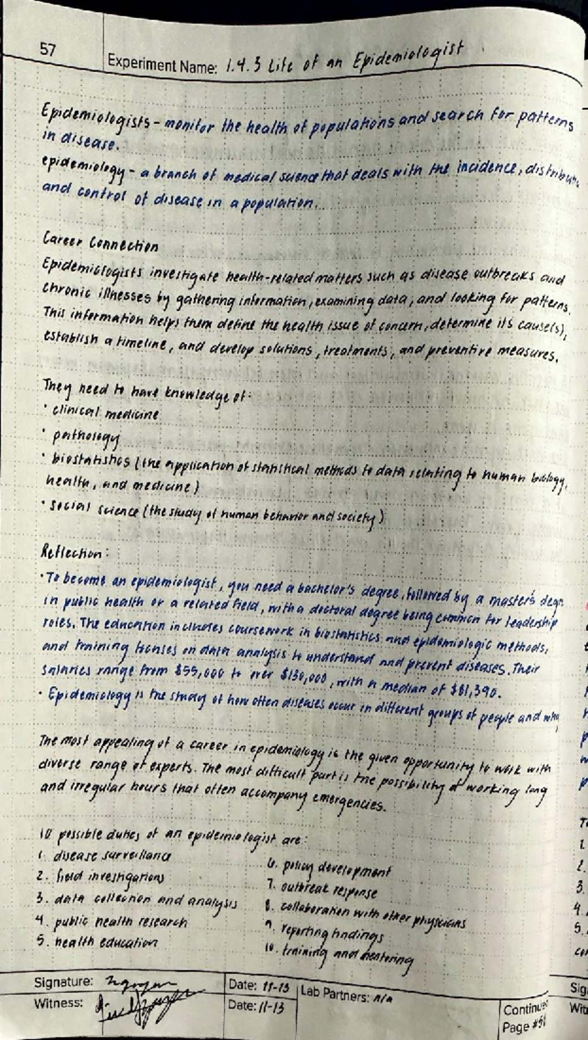 Epidemiology Lab Report: Experiment 1.4.3 Analysis - Studocu