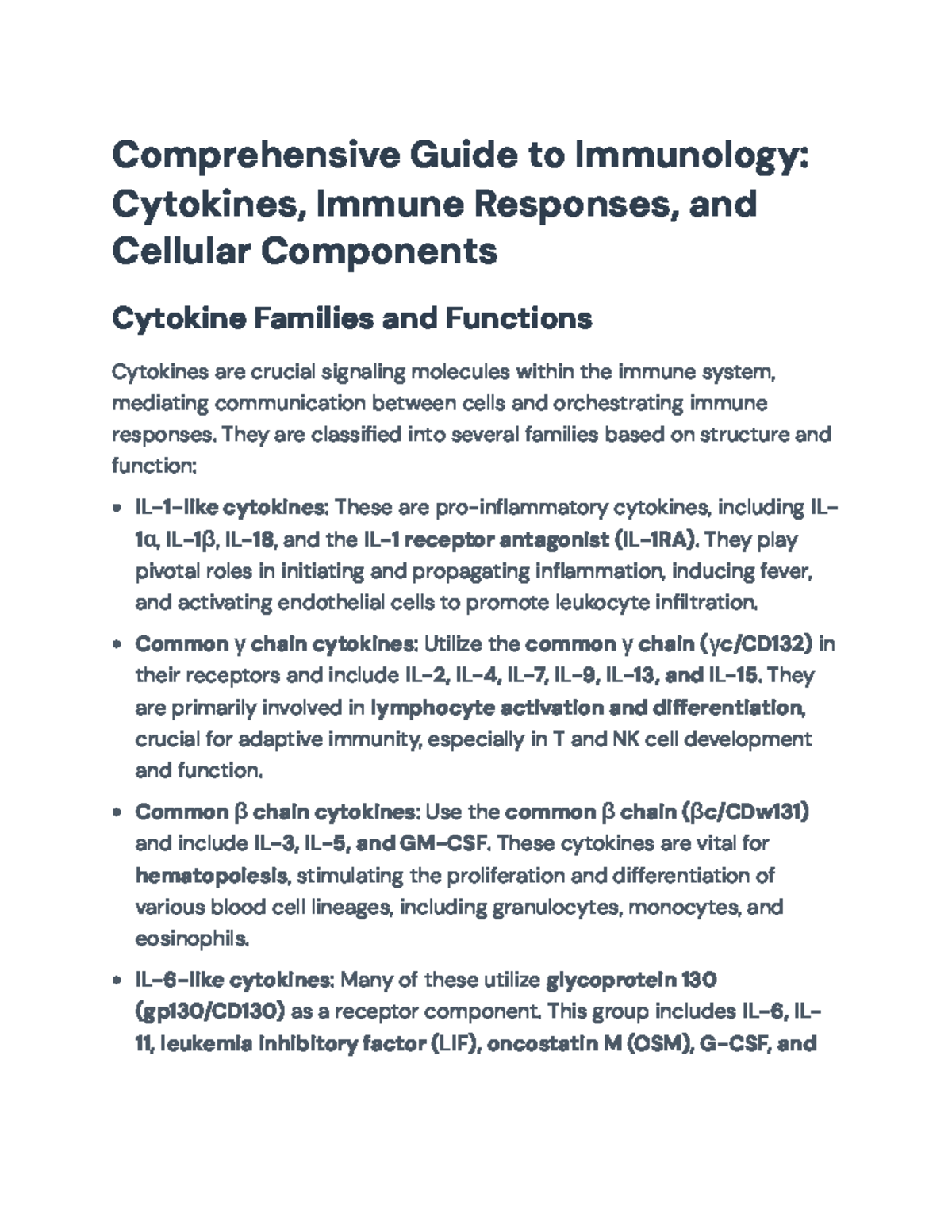 Cytokines and Immune Responses: A Comprehensive Overview in Immunology - Studocu