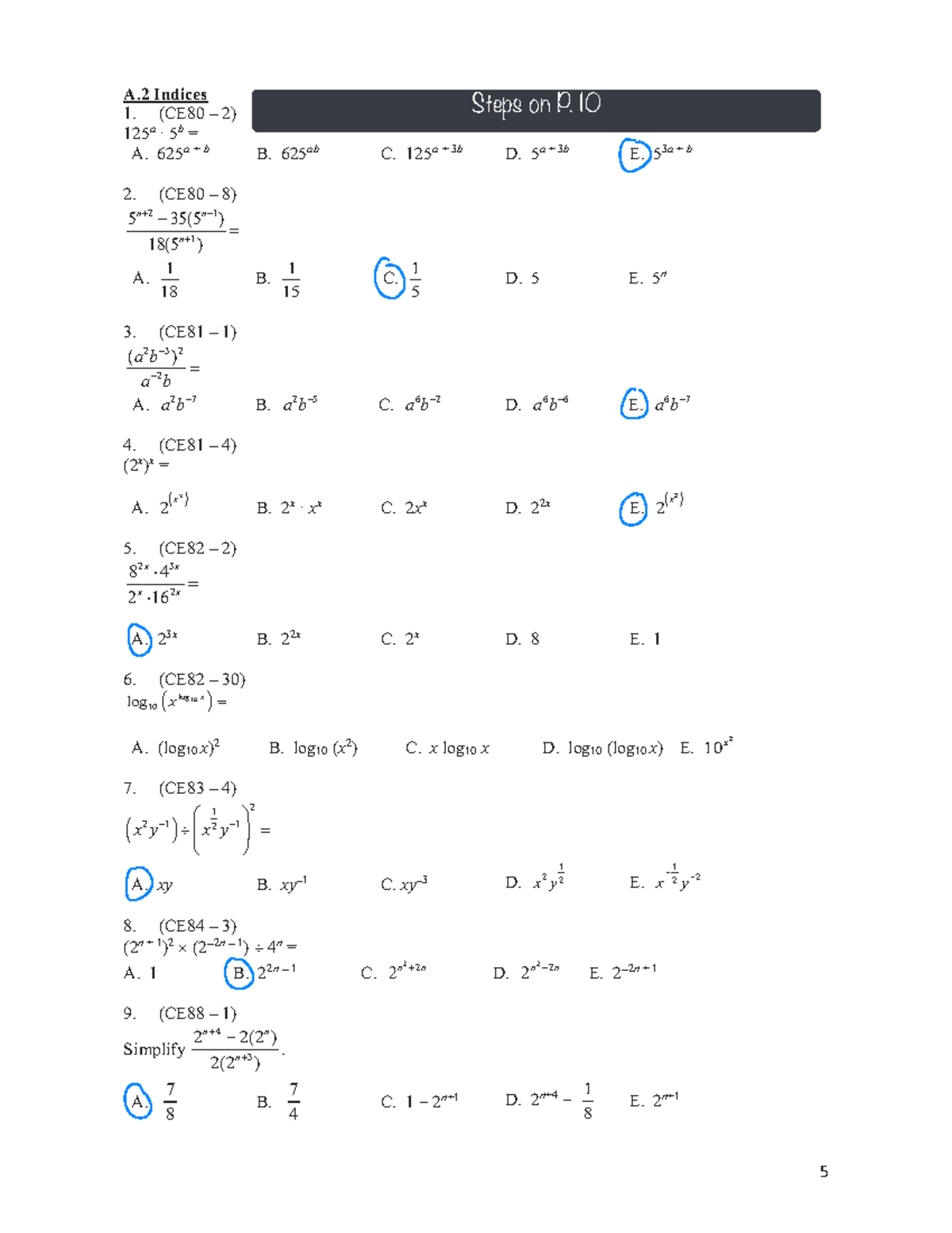 Ch.1 Indices DSE Practice Questions and Solutions - Studocu
