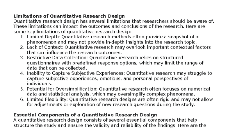 Limitations of Quantitative Research Design: Key Insights and ...