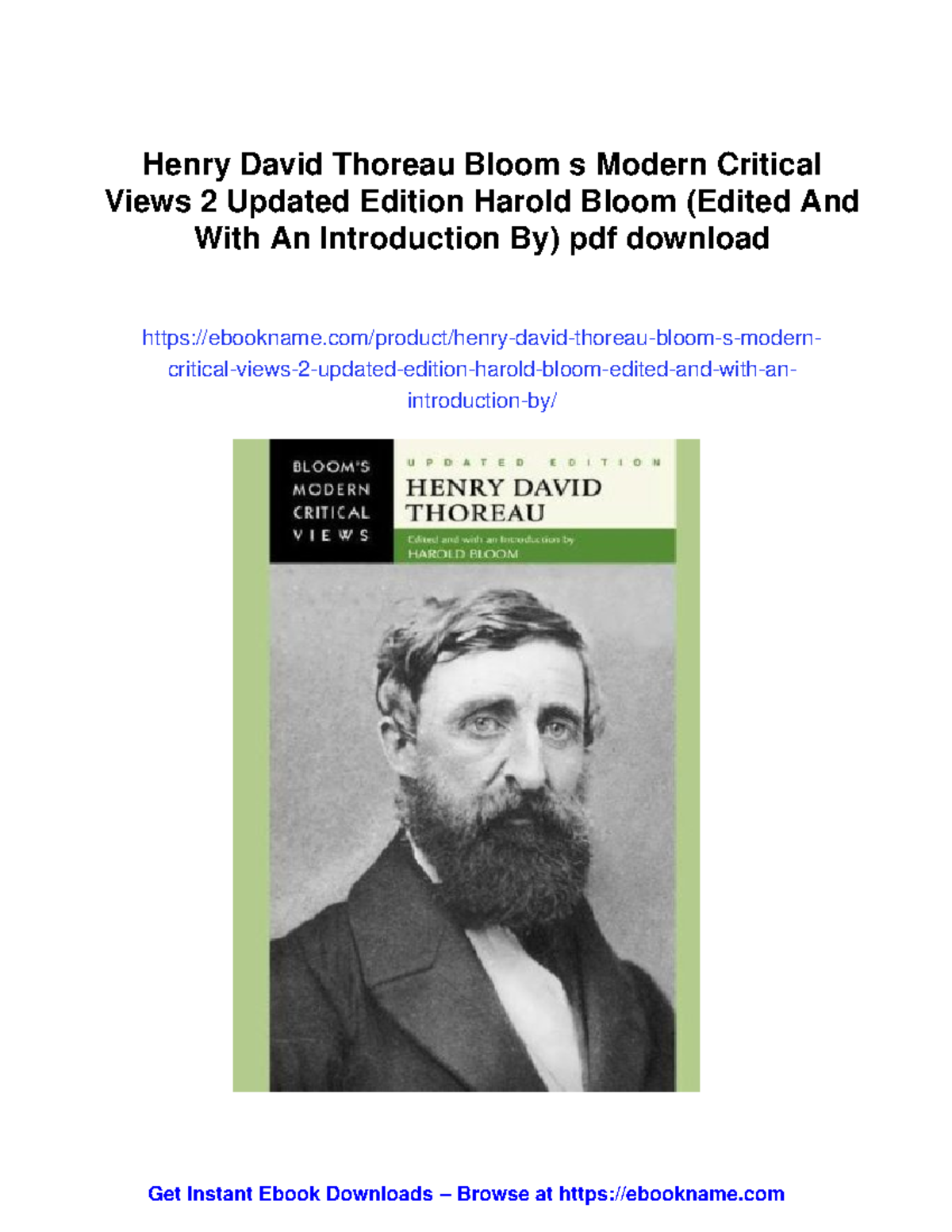 Henry David Thoreau: Bloom's modern critical views, updated edition ...