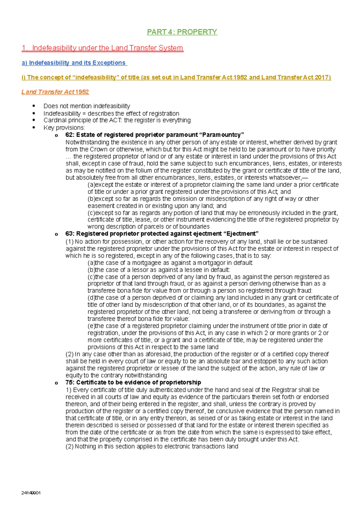 Exam Notes - Property Law: Possession, Ownership, and Bailment Concepts ...